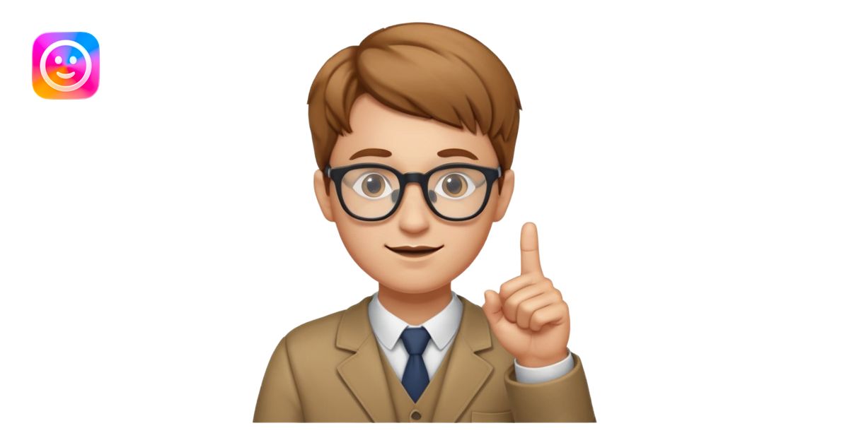 Nerd with one finger up with glasses emoji | AI Emoji Generator