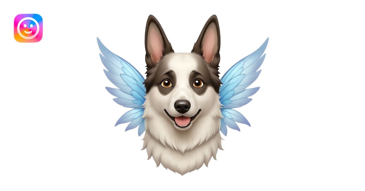 White belgian Shepard feels a fairy emoji | AI Emoji Generator