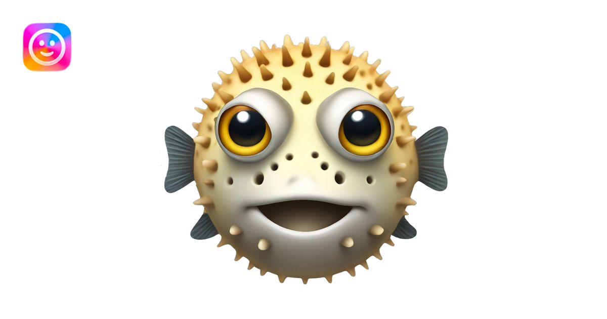 a puffer fish with cute eyes emoji | AI Emoji Generator