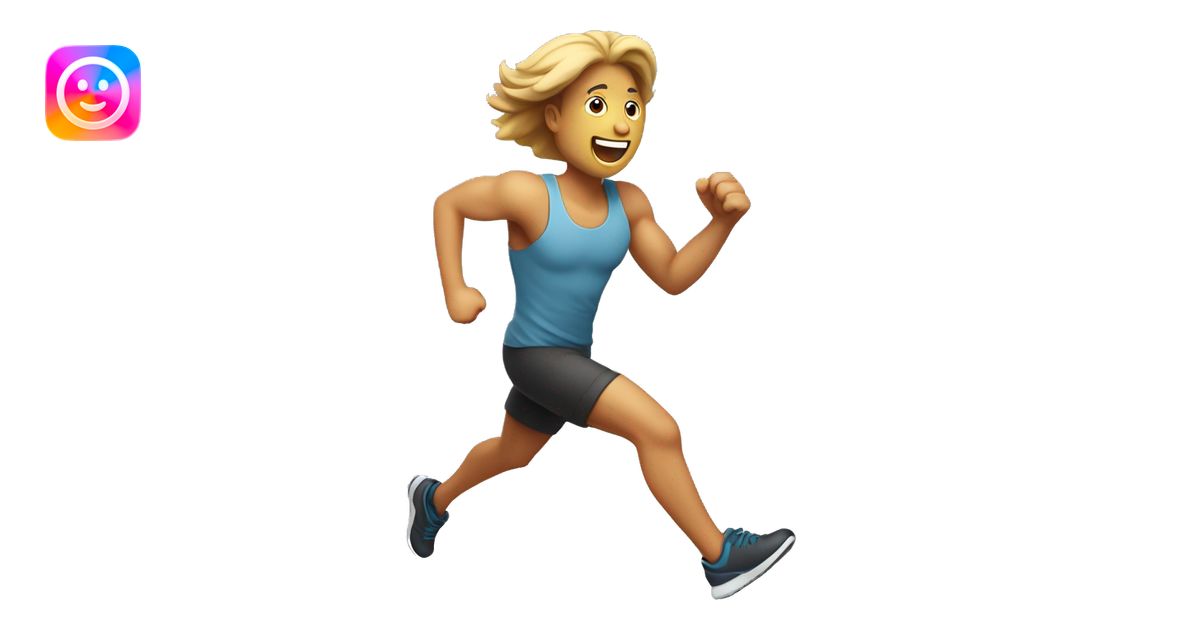 Design an emoji of a person running with a big heart beating strong ...