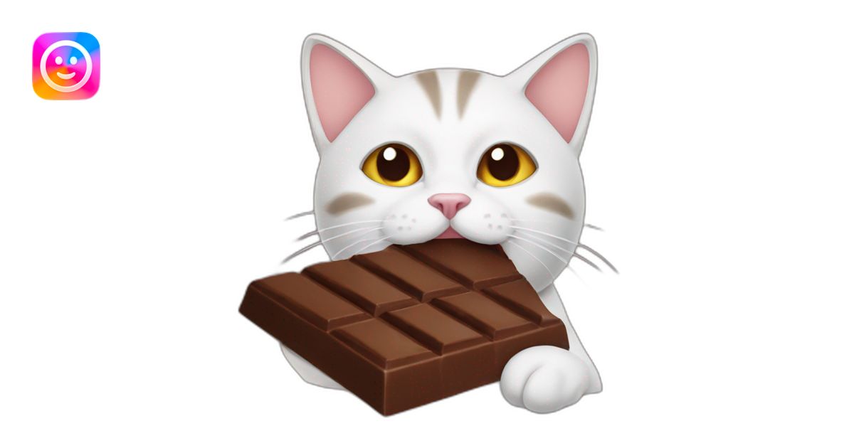 Cat eating chocolate emoji | AI Emoji Generator