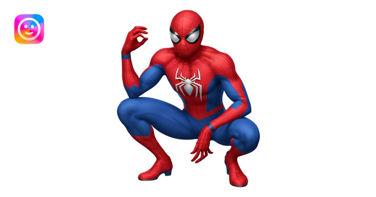Spiderman crouched pose, mask with white eyes emoji | AI Emoji Generator