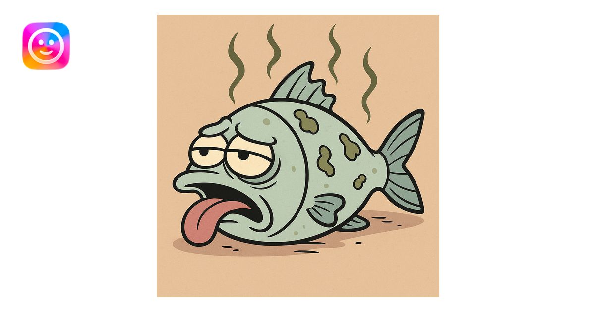 rotten fish with stink lines, comic style illustration | AI Emoji Generator