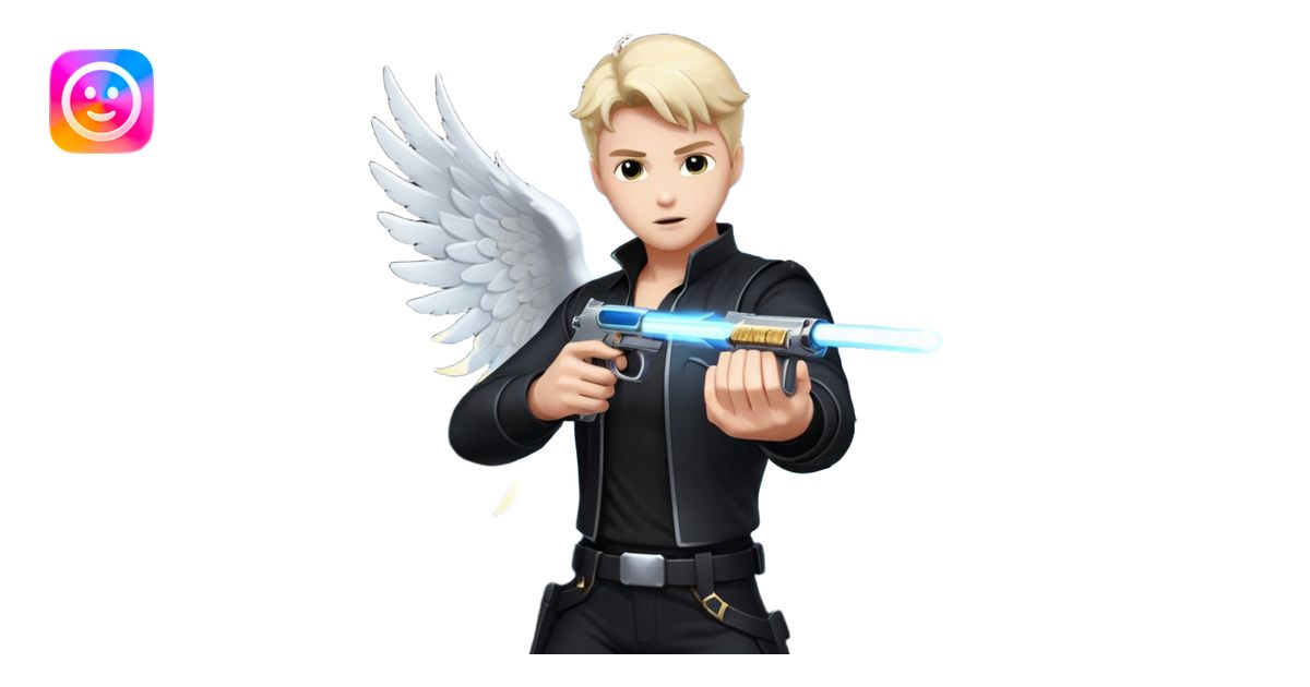 male Angel dual-wielding pistols, shooting, dynamic action pose ...