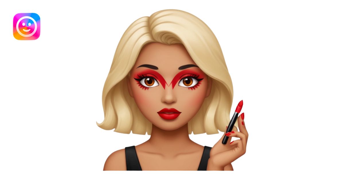 emoji of a makeup ish people with plump lips and mascara and nails ...