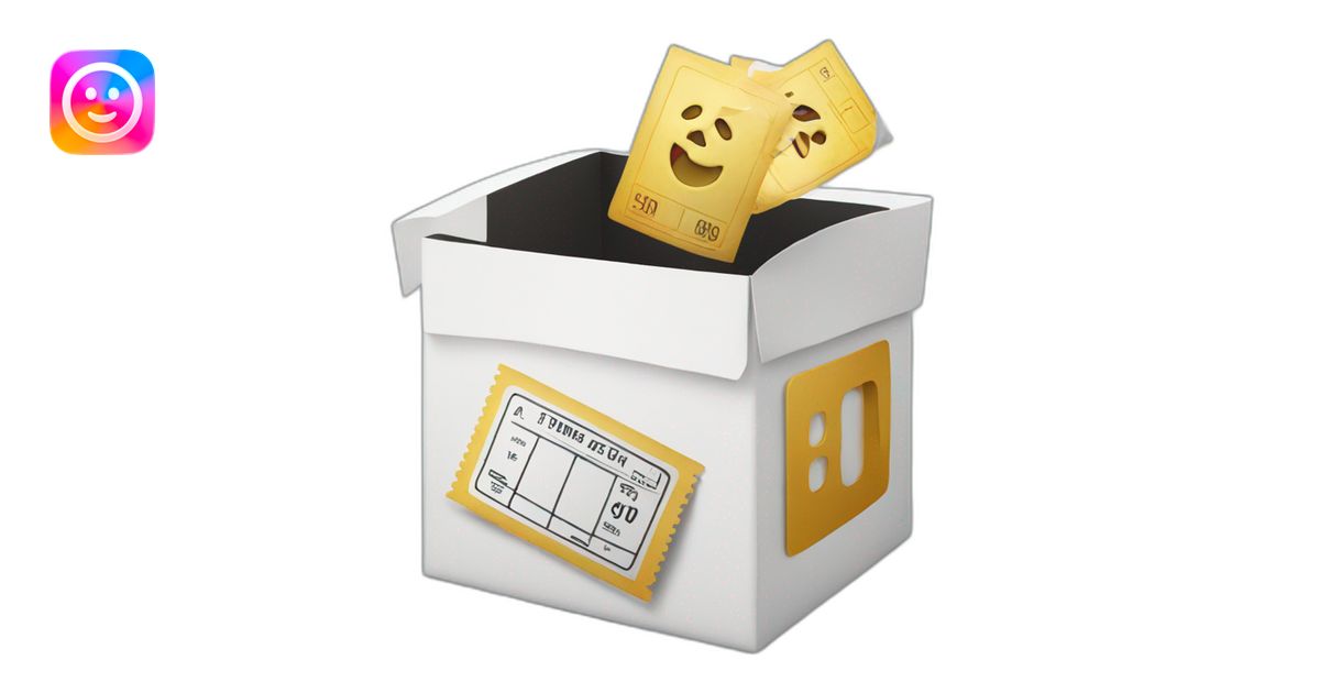 raffle box with ticket flying out emoji | AI Emoji Generator