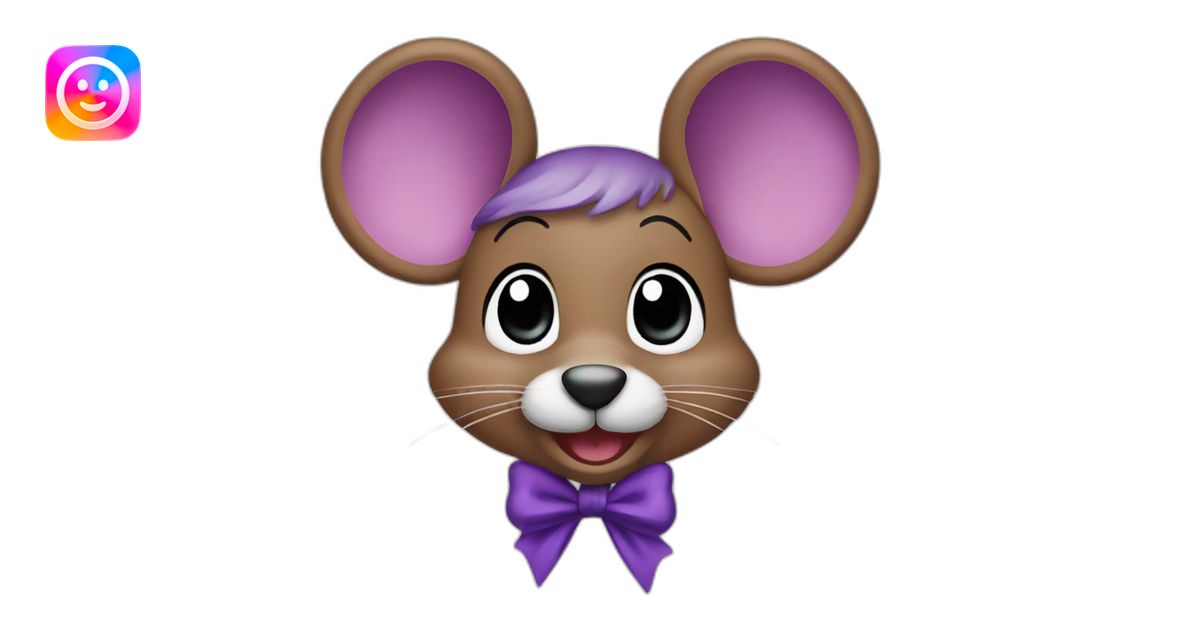 brown jerry mouse cartoon with purple hair bow emoji | AI Emoji Generator
