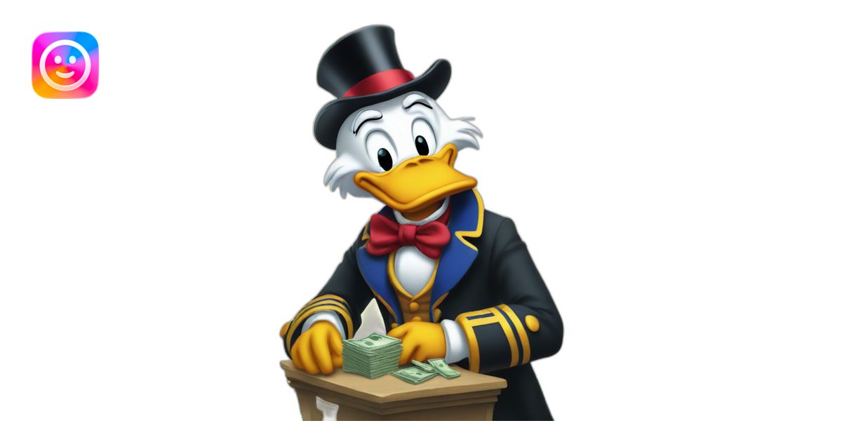 Scrooge McDuck counting money emoji | AI Emoji Generator