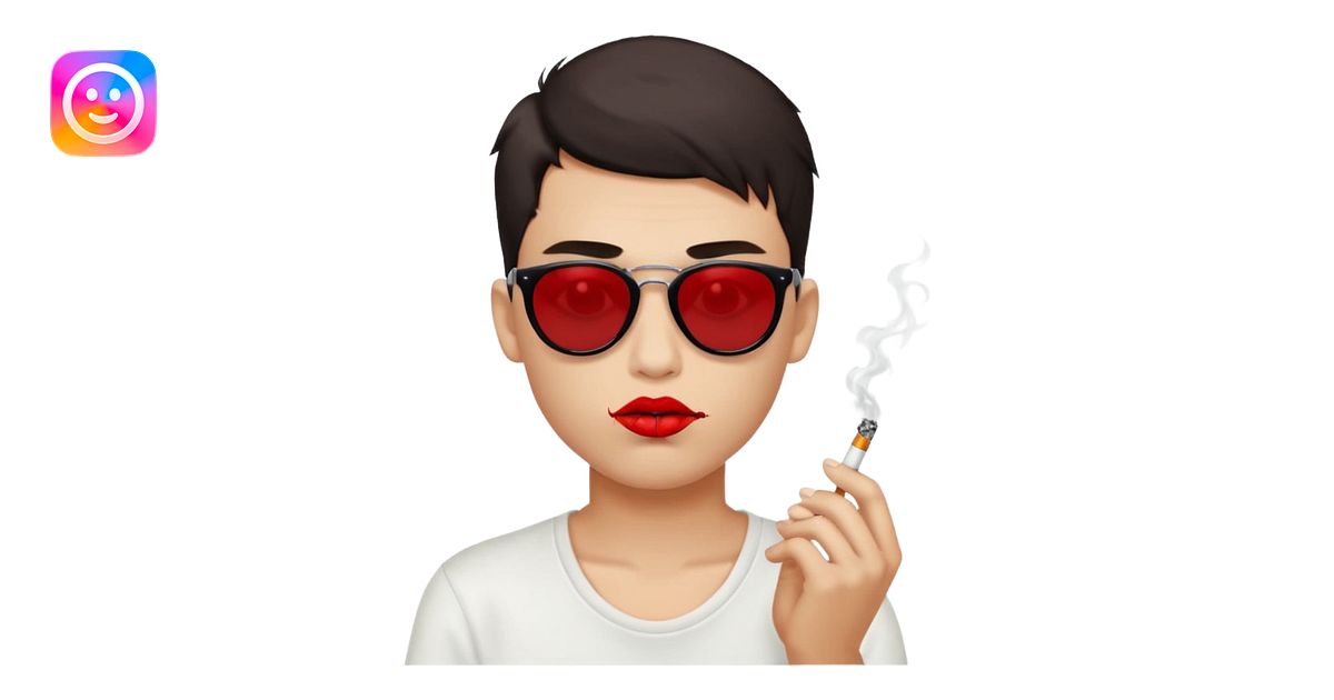 boy with piercing sunglasses blood smoking cigarette black lips emoji ...