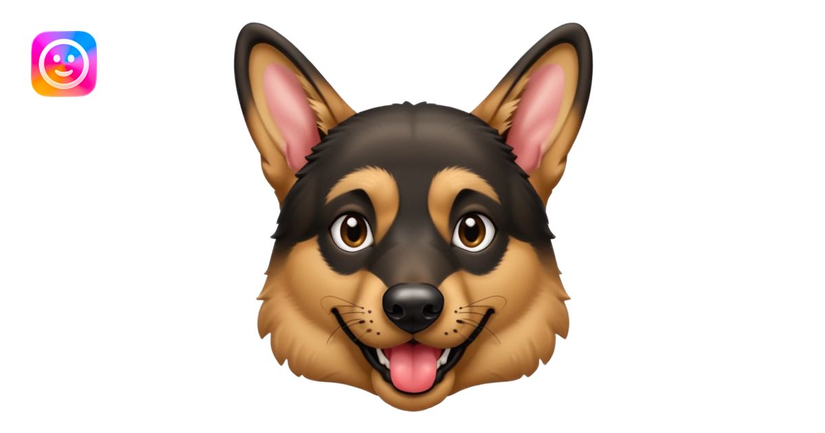 German shepard dog with extra long tongue emoji | AI Emoji Generator
