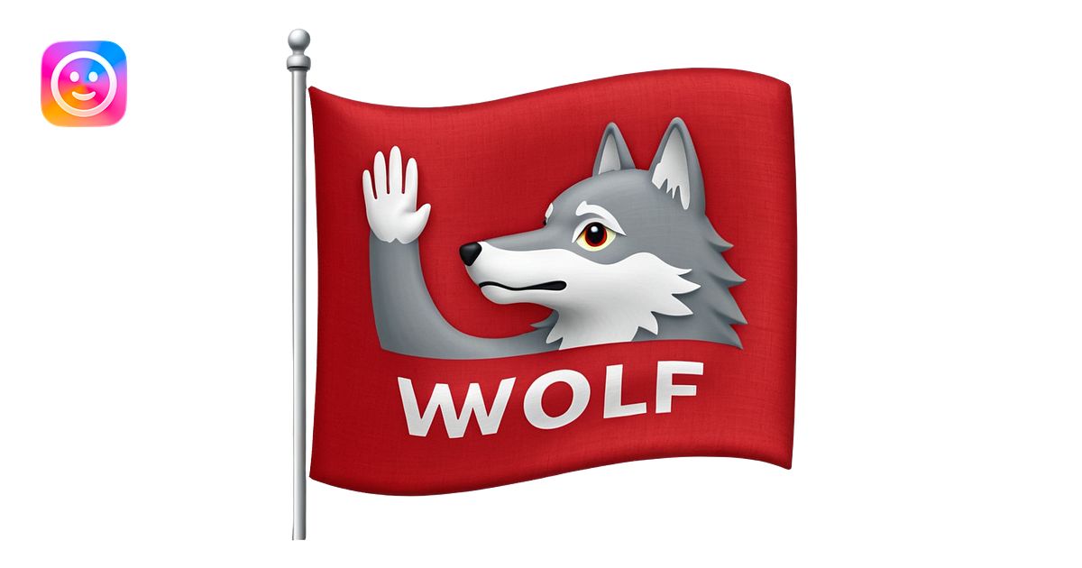 Flag that says #Wolf99 emoji | AI Emoji Generator