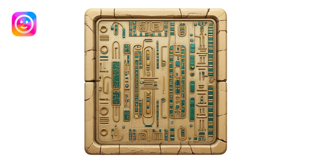 ancient Egyptian hieroglyphic tablet with circuit board patterns emoji ...
