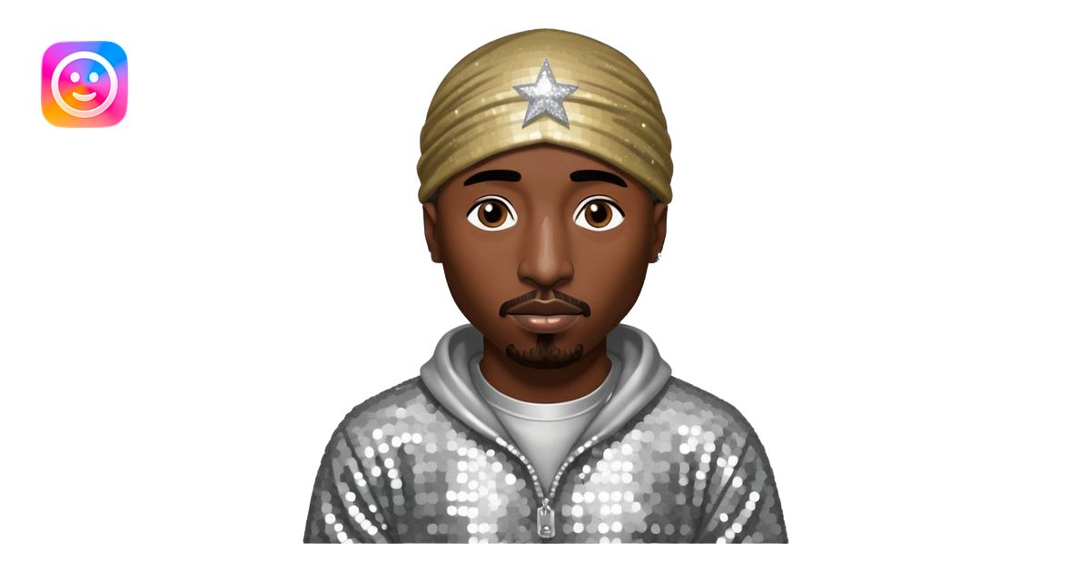 Tupac with silver sequin outfit emoji | AI Emoji Generator