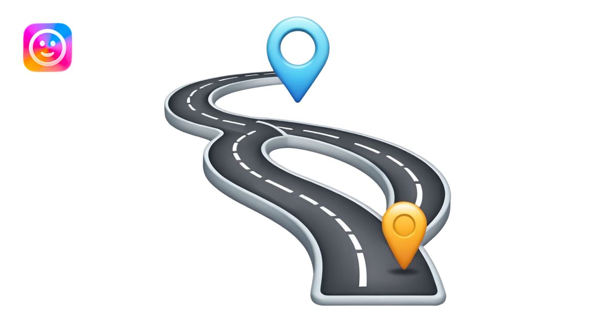 Clean roadmap icon emoji with curved path and milestones, modern ...