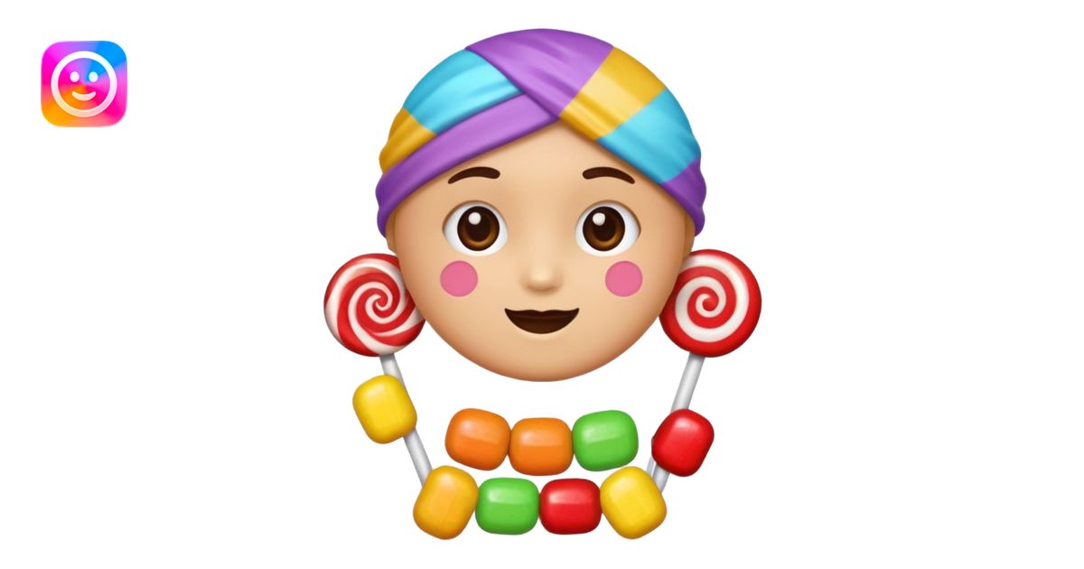 candy with a face and accessories emoji | AI Emoji Generator