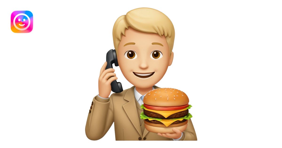 ordering a hamburguer on the phone emoji | AI Emoji Generator