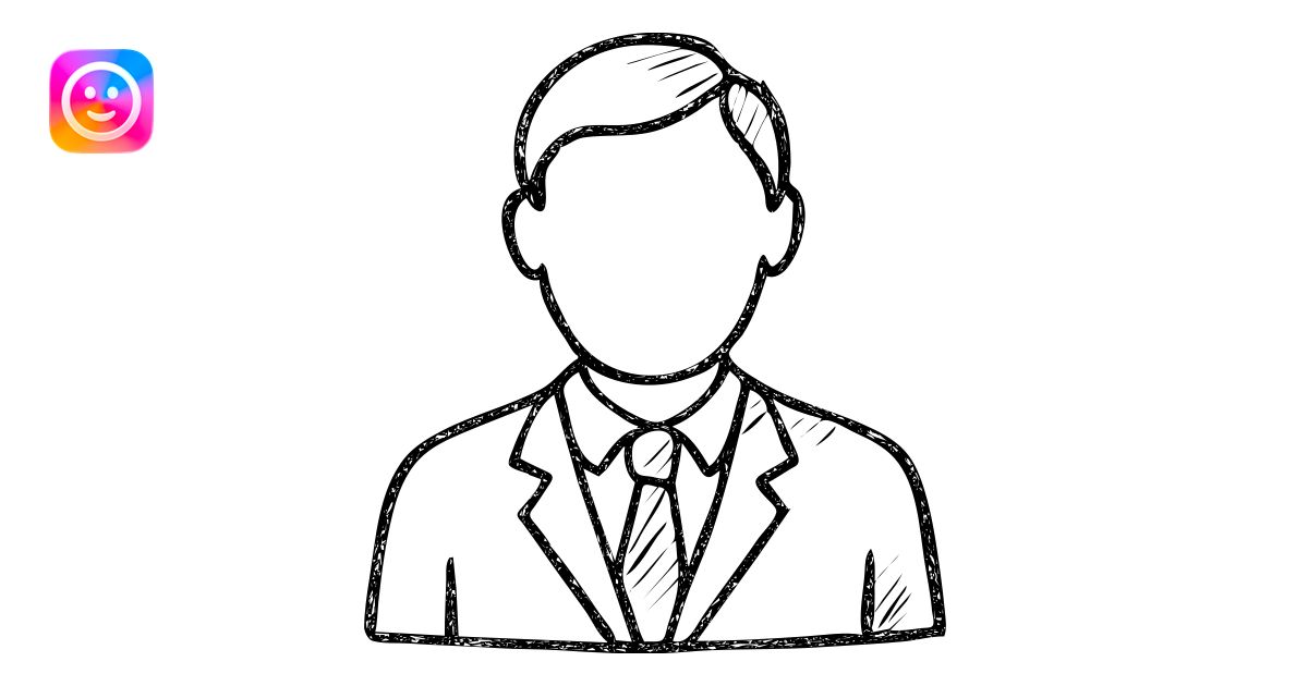 business man icon, sketchy look, hand drawn outlined icon | AI Emoji ...