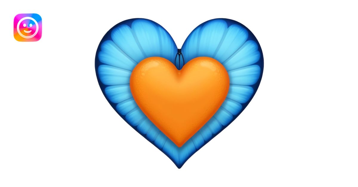 orange heart emoji surrounded by blue butterfly emojis emoji | AI Emoji ...