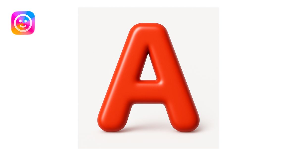 A 3D emoji in iOS emoji aesthetic style of a capital letter “A”, bold ...