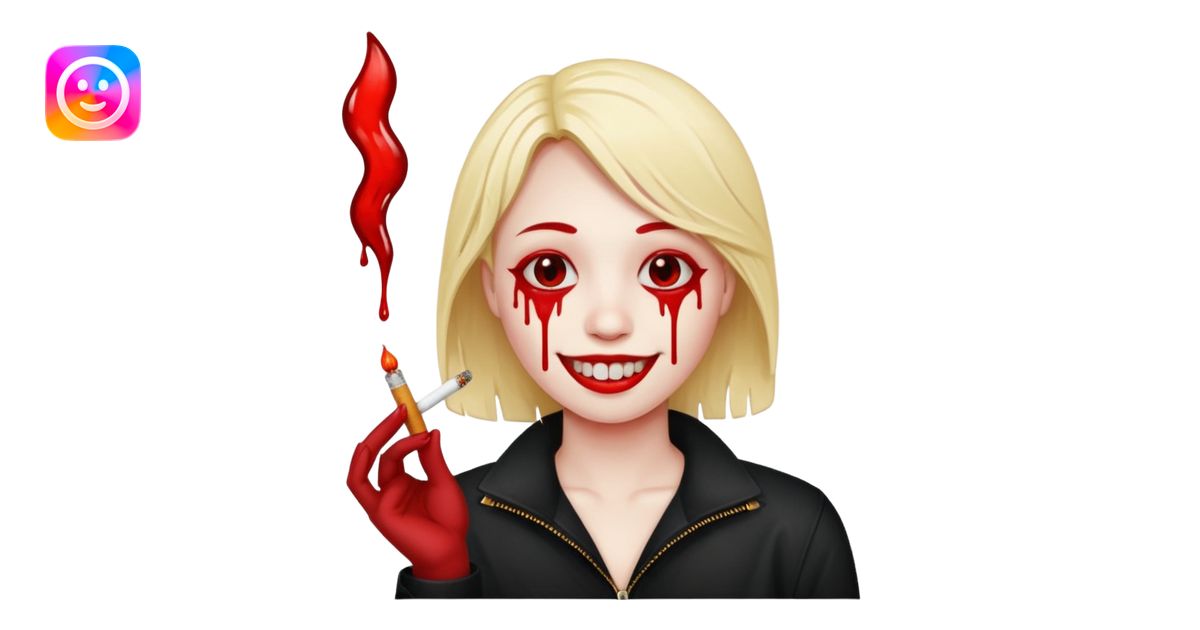 smiley face emoji with blood and a cigarette emoji | AI Emoji Generator