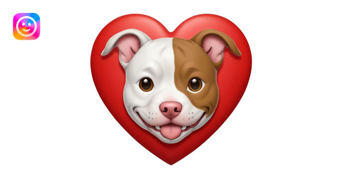 happy pit bull face inside a heart emoji | AI Emoji Generator