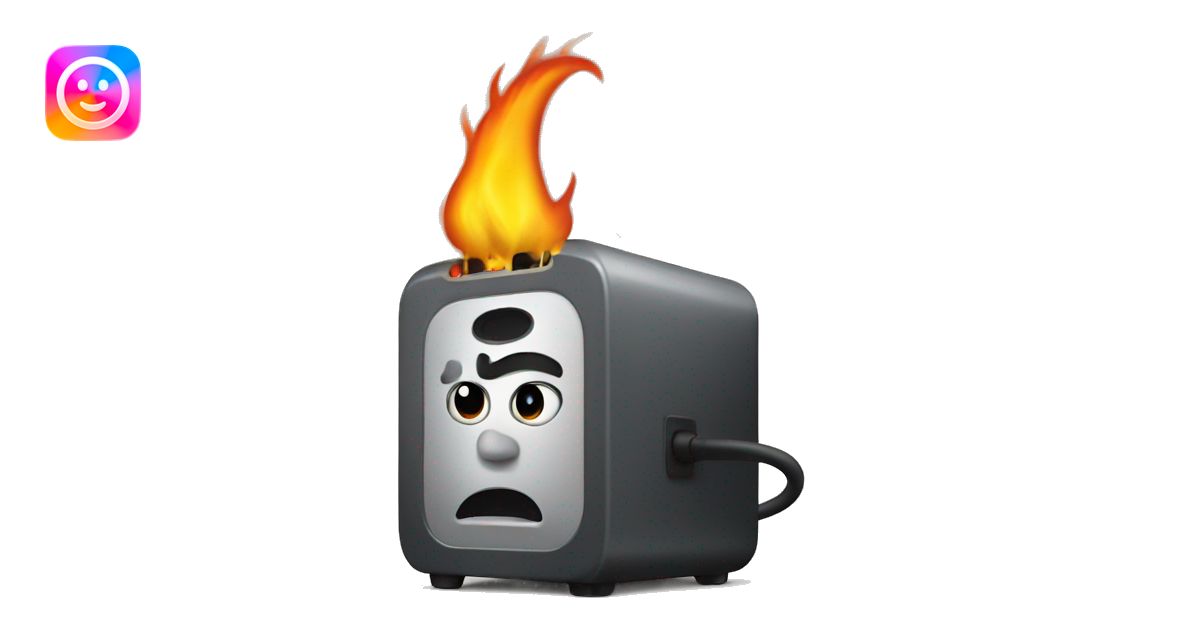Cable modem on fire emoji | AI Emoji Generator