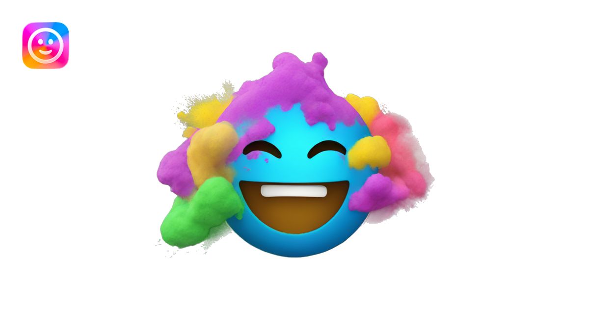 A smiley with Holi powder on their face emoji | AI Emoji Generator