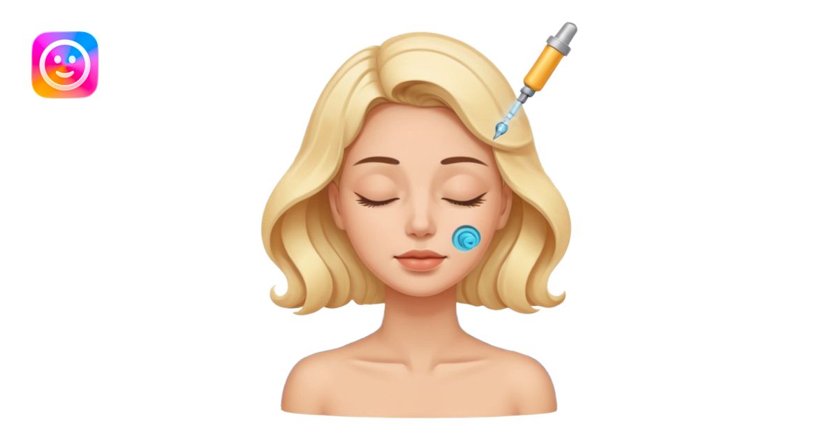 Emoji of a woman with eyes closed, getting an ultrasonic cavitation ...