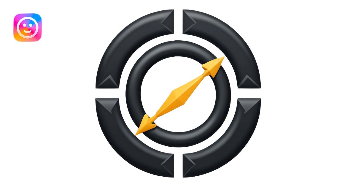 black diagram of circle expanding outward with arrows emoji | AI Emoji ...