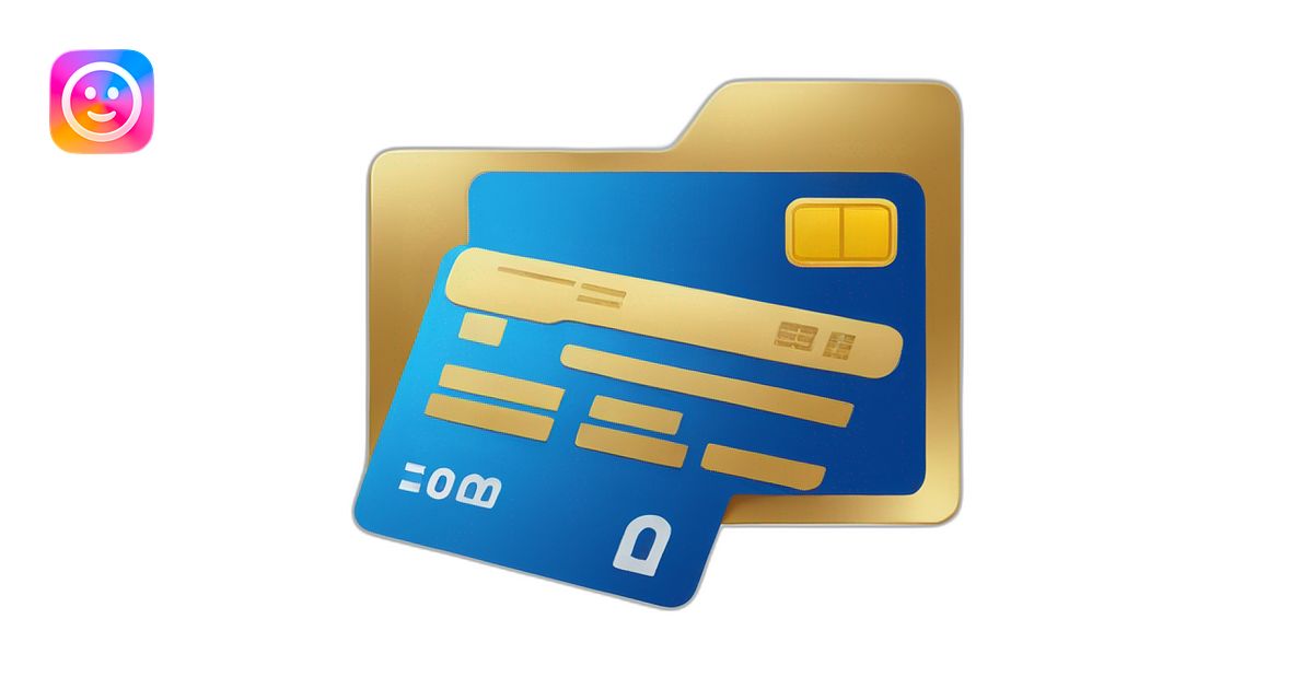 Bank Card flat style emoji, main color is a gold gradient, payment ...
