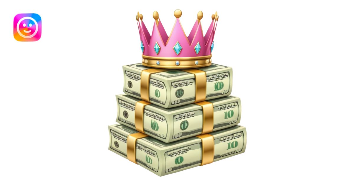 Money stack with pink crown emoji | AI Emoji Generator