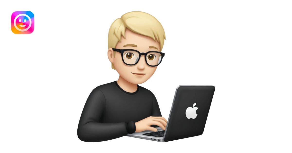 coder using a laptop and referencing a tablet emoji emoji | AI Emoji ...