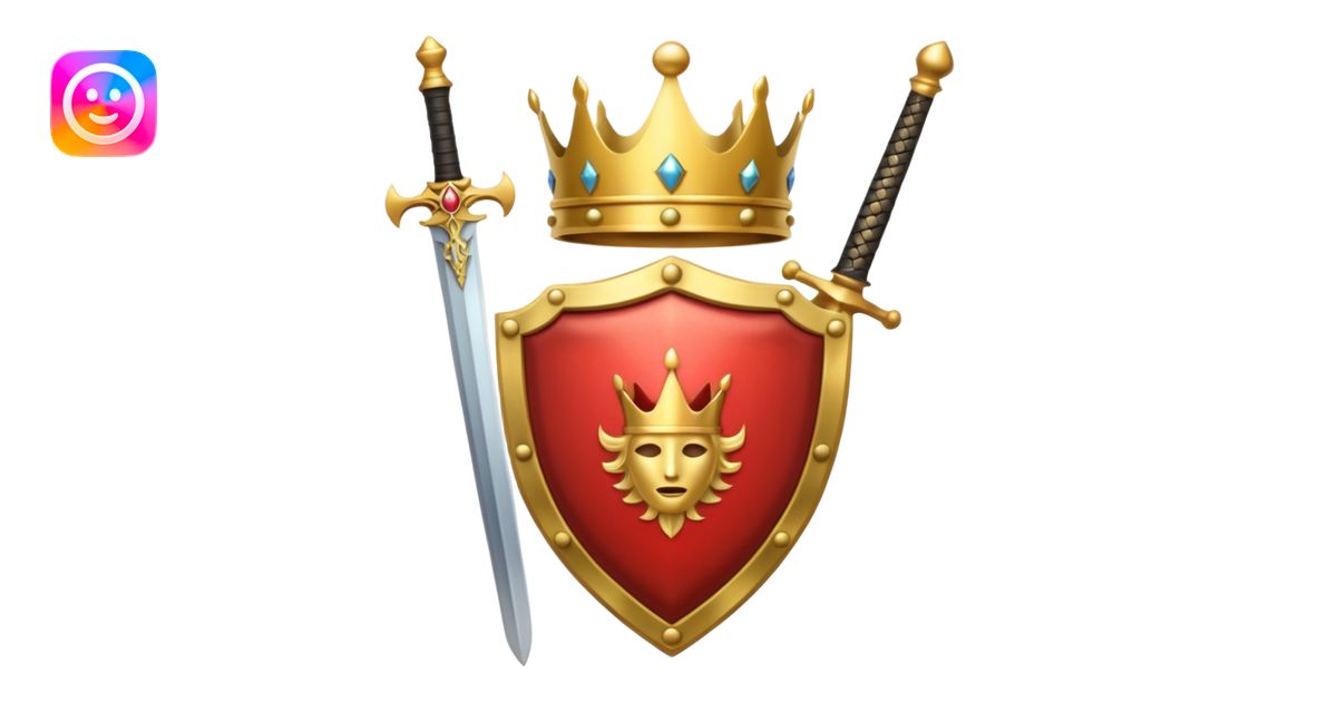 Powerful emoji with only sword, shield and crown emoji | AI Emoji Generator
