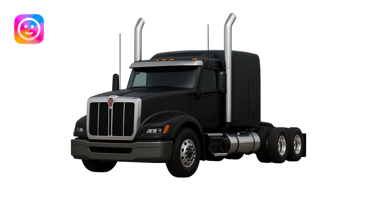 Edit the image of a 2026 Kenworth W680 flattop black semi sleeper with ...