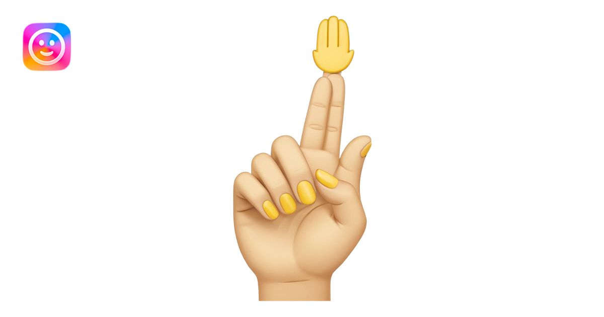 yellow 5 finger emoji, index finger extended, remaining finger folded ...
