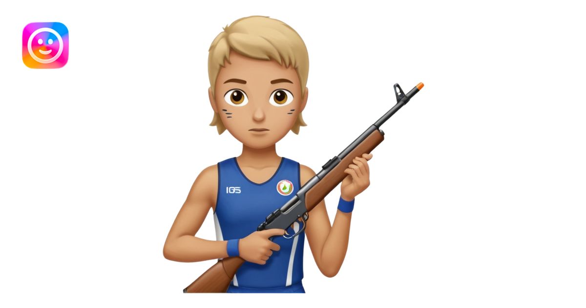 athlete with rifle shooting, in Olympics emoji | AI Emoji Generator