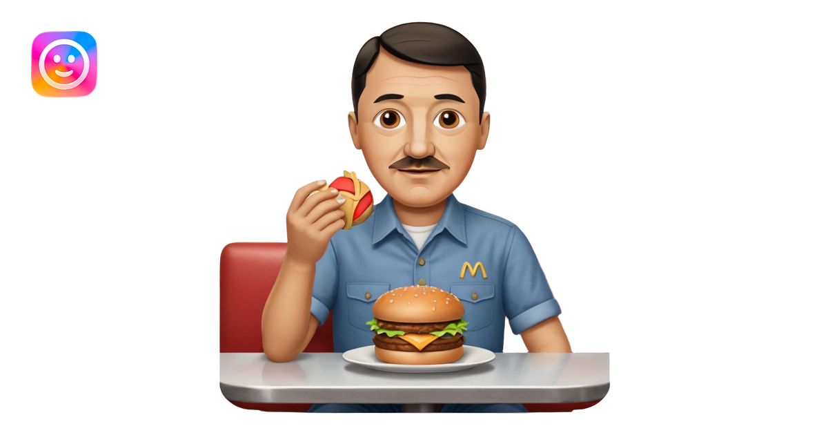 adolf hitler holding a big mac while sitting in a diner emoji | AI ...
