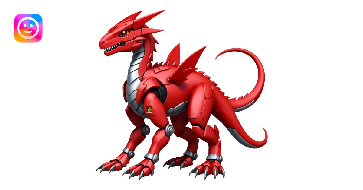 Cool Edgy Futuristic Red Digimon-Fakemon-Guilmon-Velociraptor-Dragon ...