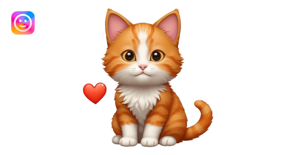 ginger kitten with a heart loves you emoji | AI Emoji Generator