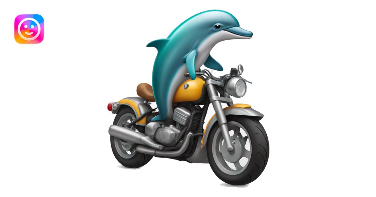 Dolphin riding a motorcycle emoji | AI Emoji Generator