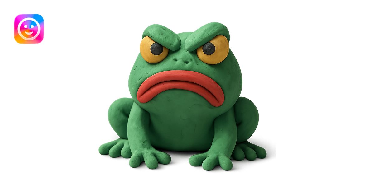 angry frog in claymation style illustration | AI Emoji Generator