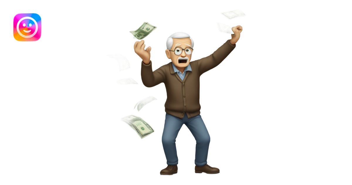 Old man throwing money emoji | AI Emoji Generator