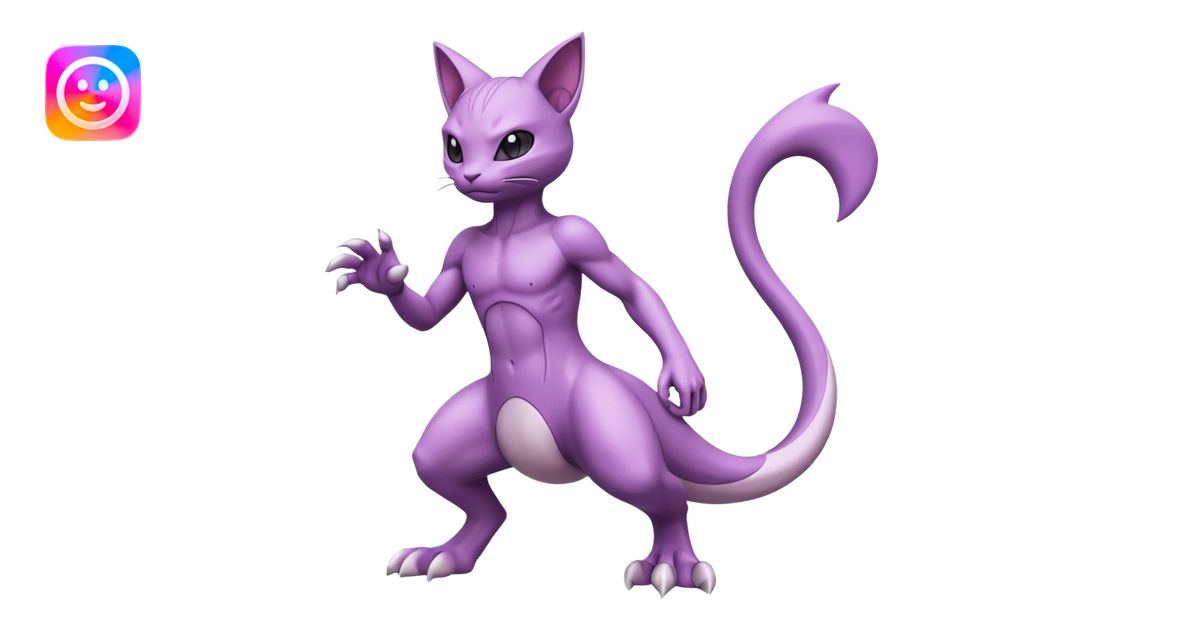 Skitty-Mewtwo-Fakémon-hybrid-creature (full body) emoji | AI Emoji ...