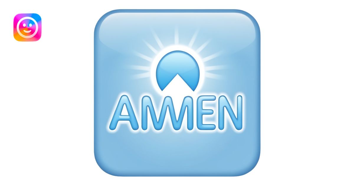 light blue word "AMEN" simple font in rectangle emoji | AI Emoji Generator