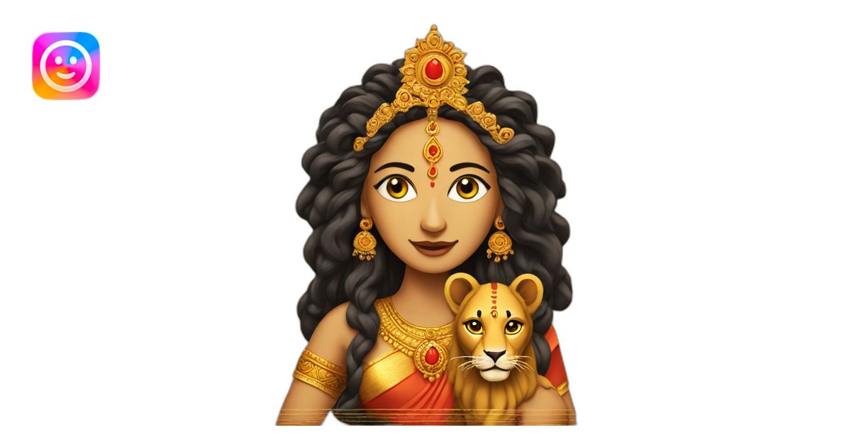 Durga mata with lion emoji | AI Emoji Generator