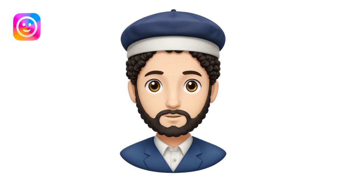 Jewish man with a kippot on his head and curls emoji | AI Emoji Generator
