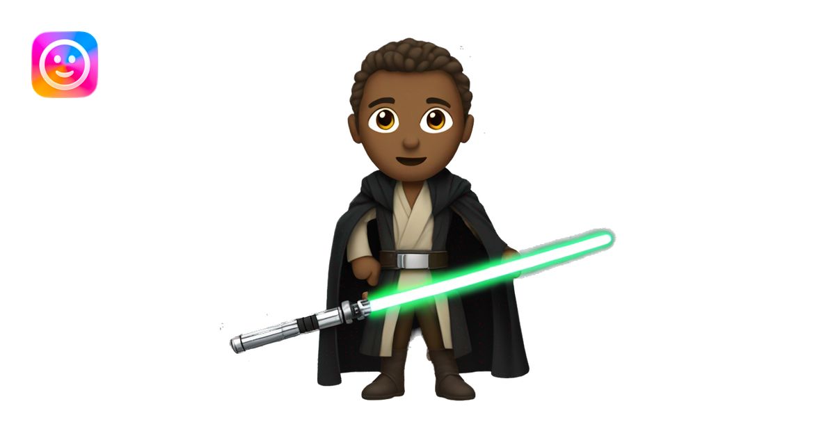 Jedi with lightsaber and black Coat flying emoji | AI Emoji Generator