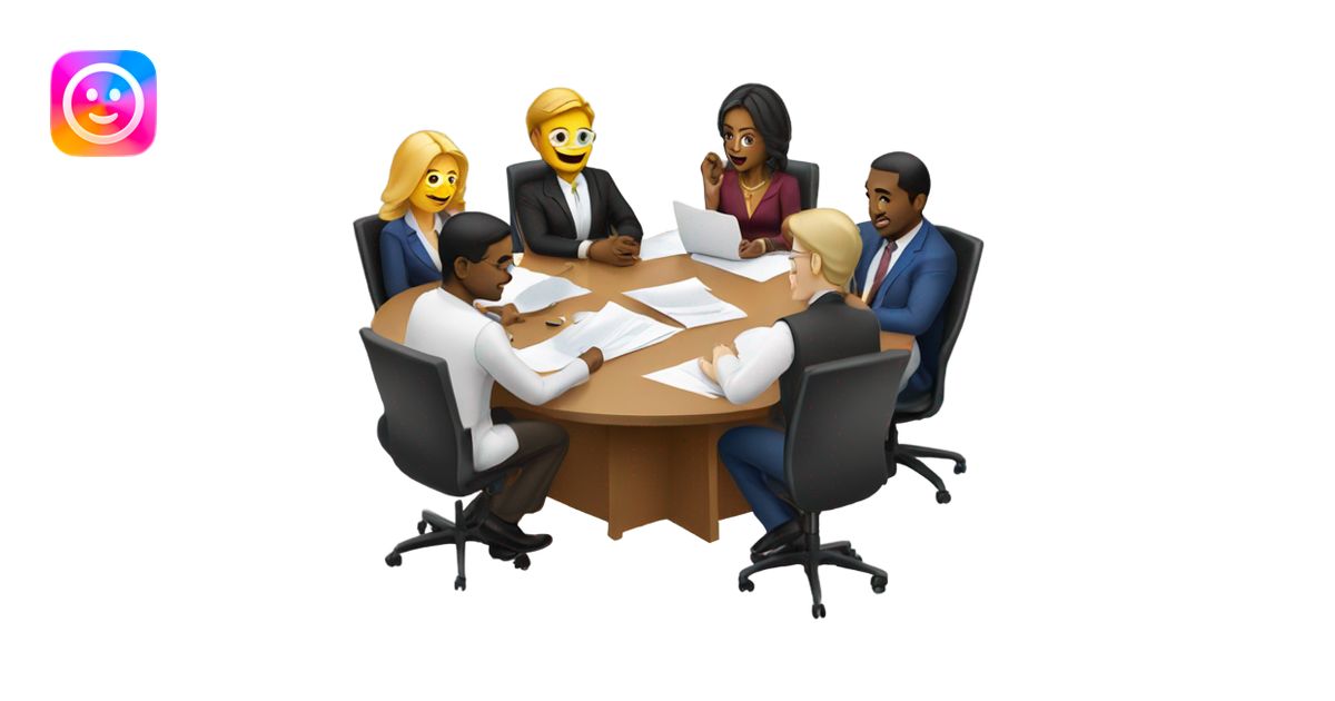 team meeting at a table emoji | AI Emoji Generator