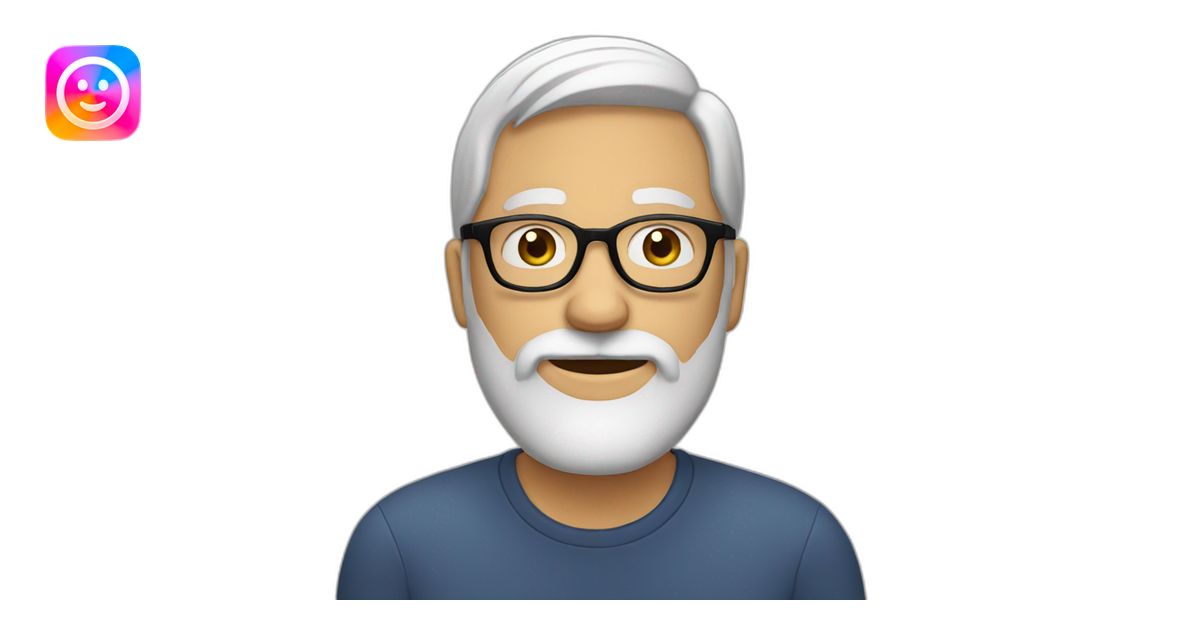 White dad with beard and glasses emoji | AI Emoji Generator