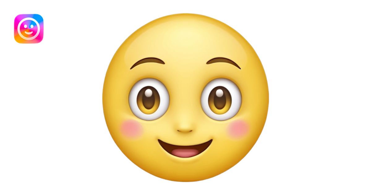 "A super happy, hope-filled emoji with a bright yellow round face, big ...